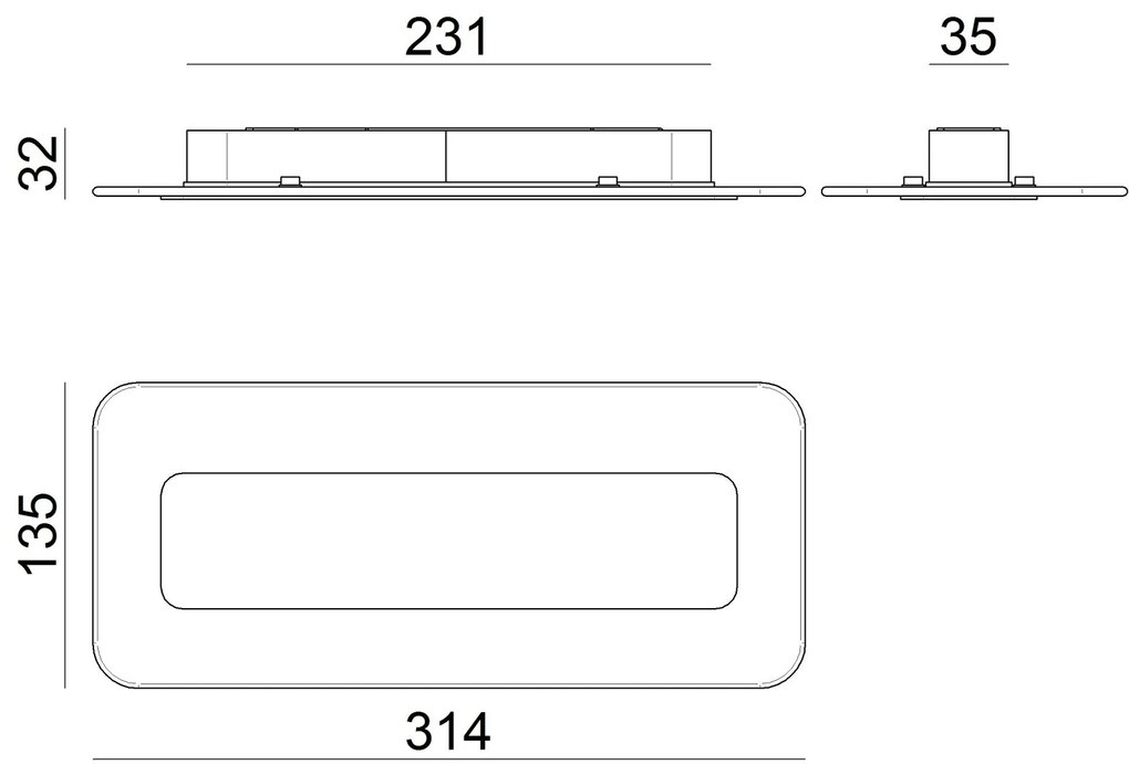 Linea Light Antille_S, nástěnné svítidlo z pískovaného skla a zlaté, 14W LED 3000K, délka 31cm