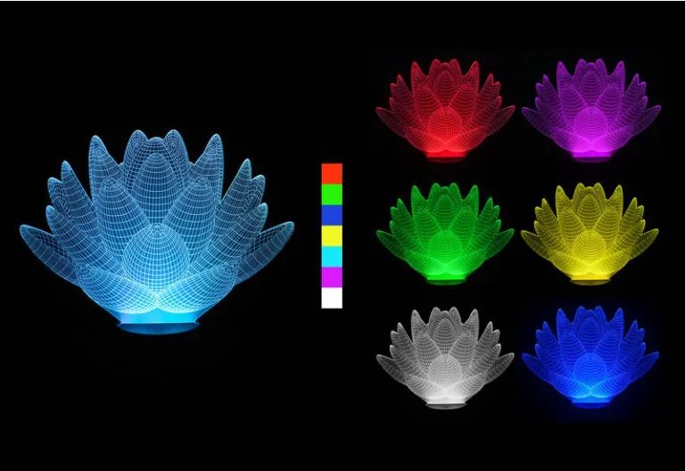 3D LED lampa - Lotosový květ