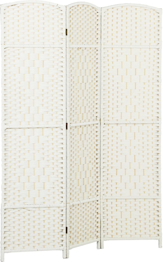 HOMCOM vnitřní paraván ze dřeva 3 panely skládací dělič prostoru pro obývací pokoj, ložnici 135 x 180 cm bílá