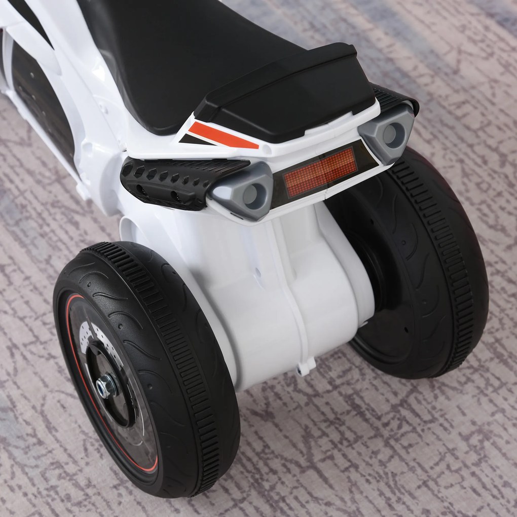 HOMCOM Dětská motorka s hudbou pro děti od 18 do 36 měsíců, bílá, 74x39x48 cm, stabilní a bezpečná pro batolata