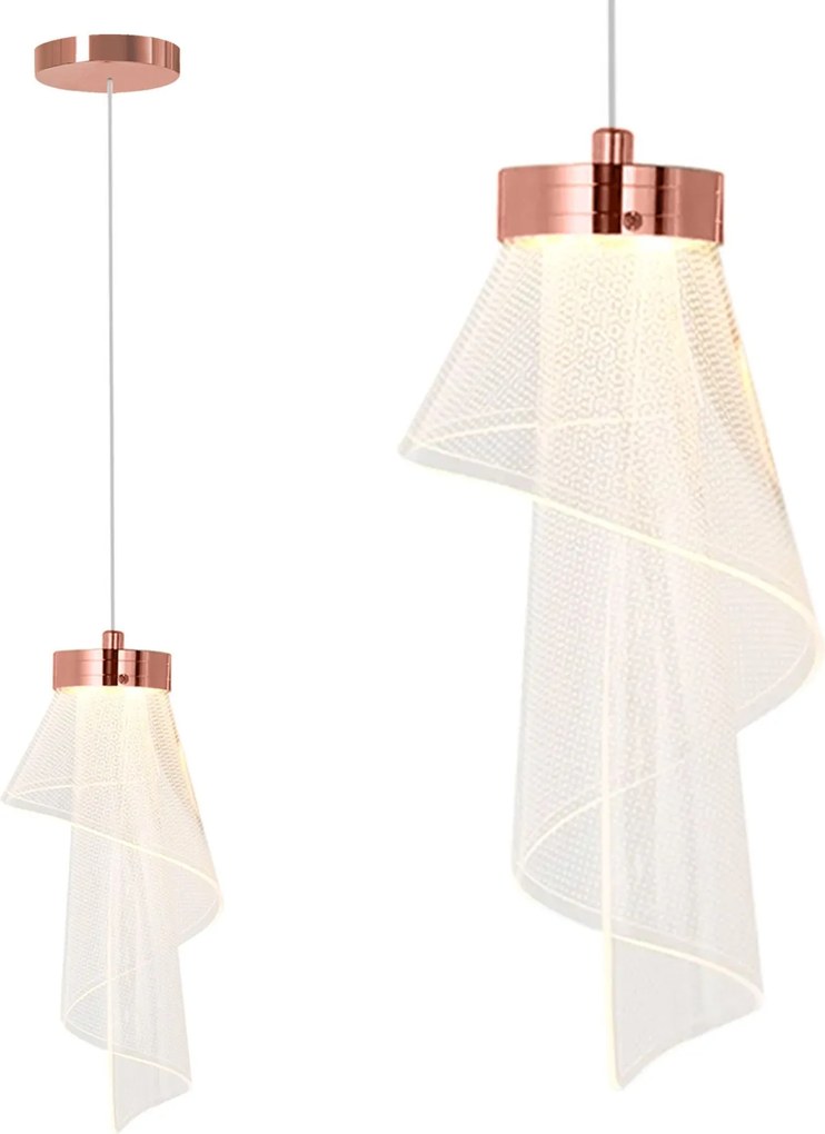 Toolight Toolight, LED závěsné svítidlo, 10W, 4000K, 467lm, APP1765-1CP, růžové zlato, OSW-09309