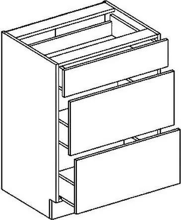 Casarredo - Komfort nábytek Spodní kuchyňská skříňka COSTA D60S3 se šuplíky, dub sonoma