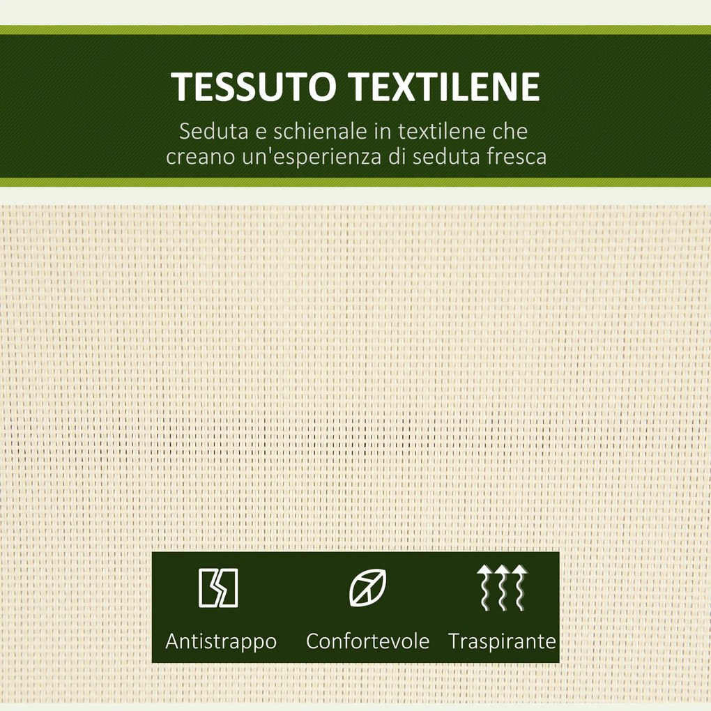 Outsunny Zahradní houpačka pro 2 osoby s nastavitelnou markýzou a textilním sedákem, 140x118x162cm Béžová