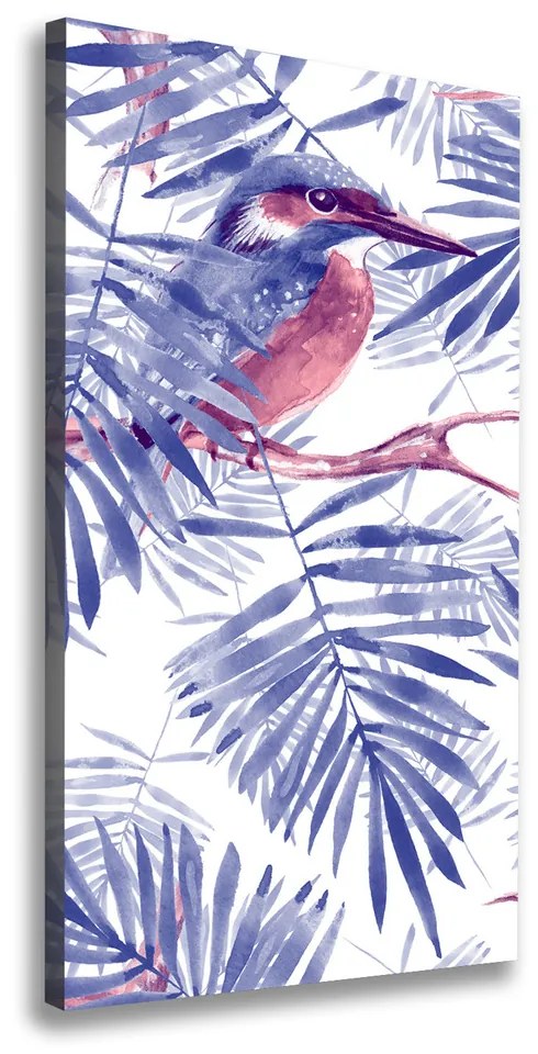 Wallmuralia Foto obraz na plátně Listí palmy a pták 50x100 cm