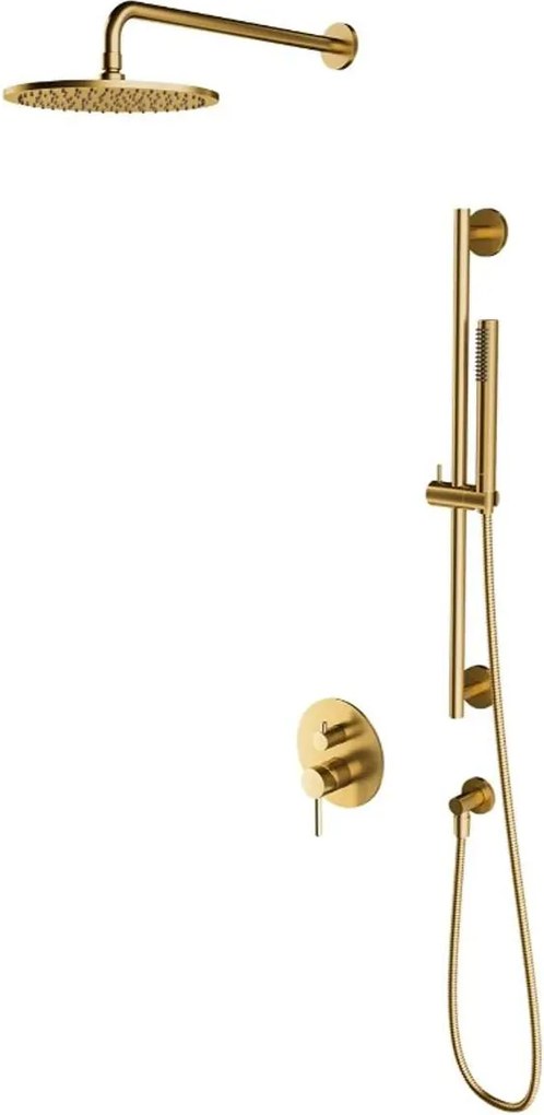 OMNIRES Y - Sprchový set s baterií pod omítku, s tělesem, průměr 25 cm, kartáčované zlato SYSY47GLB