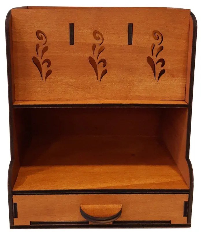 Organizér na tužky - šuplíkový/zdobený-mahagon