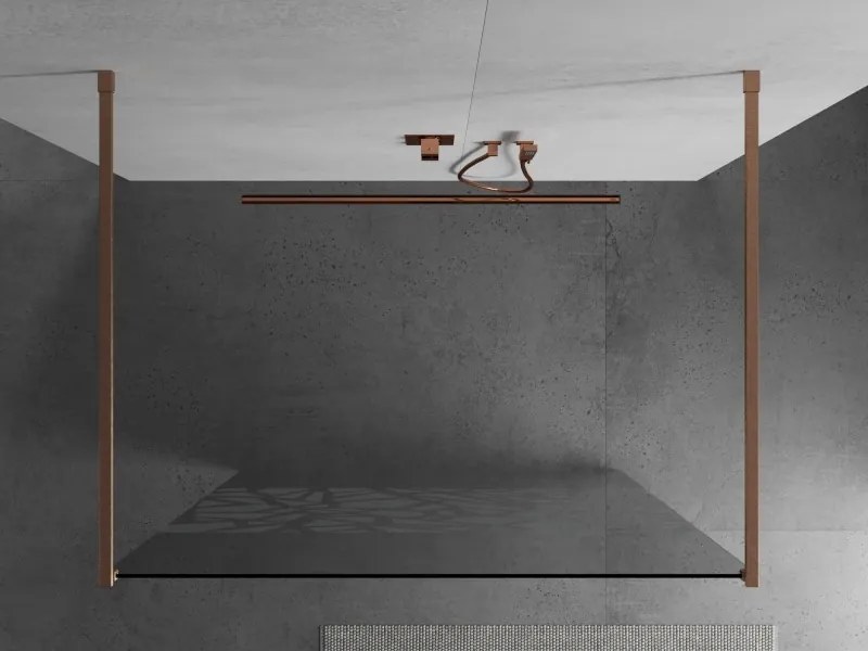 Mexen Kioto, sprchová zástěna Walk-In 100 x 200 cm, 8mm čiré sklo bílý vzor, měděný matný profil, 800-100-002-65-85