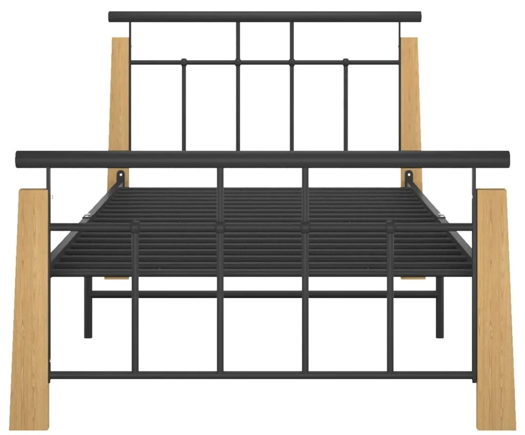 vidaXL Marketos Rám postele kov a masivní dubové dřevo 90 x 200 cm