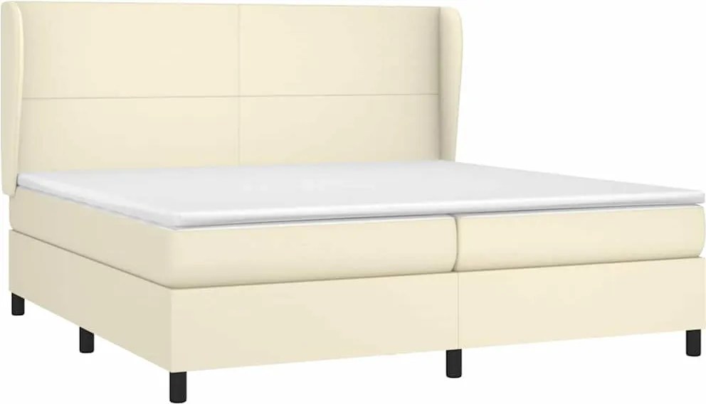 Box spring postel s matrací krémová 200x200 cm umělá kůže 3128933