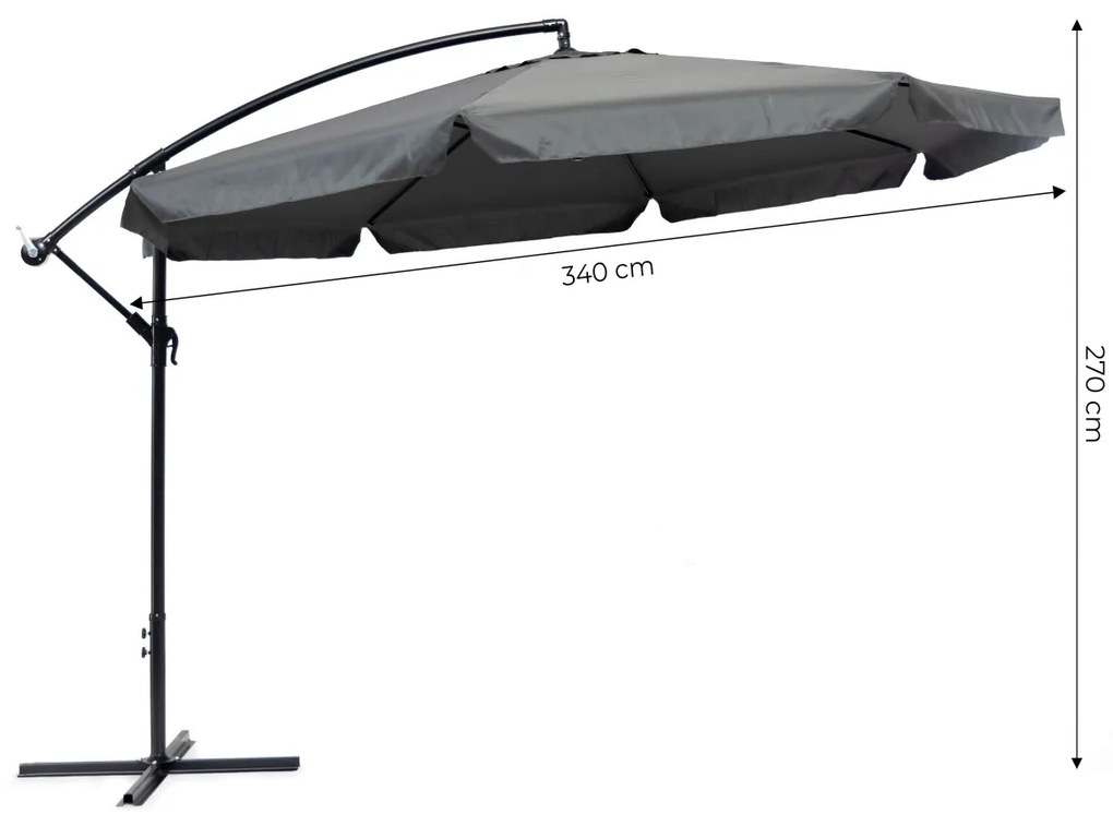 Zahradní slunečník Vlora 340 cm šedý