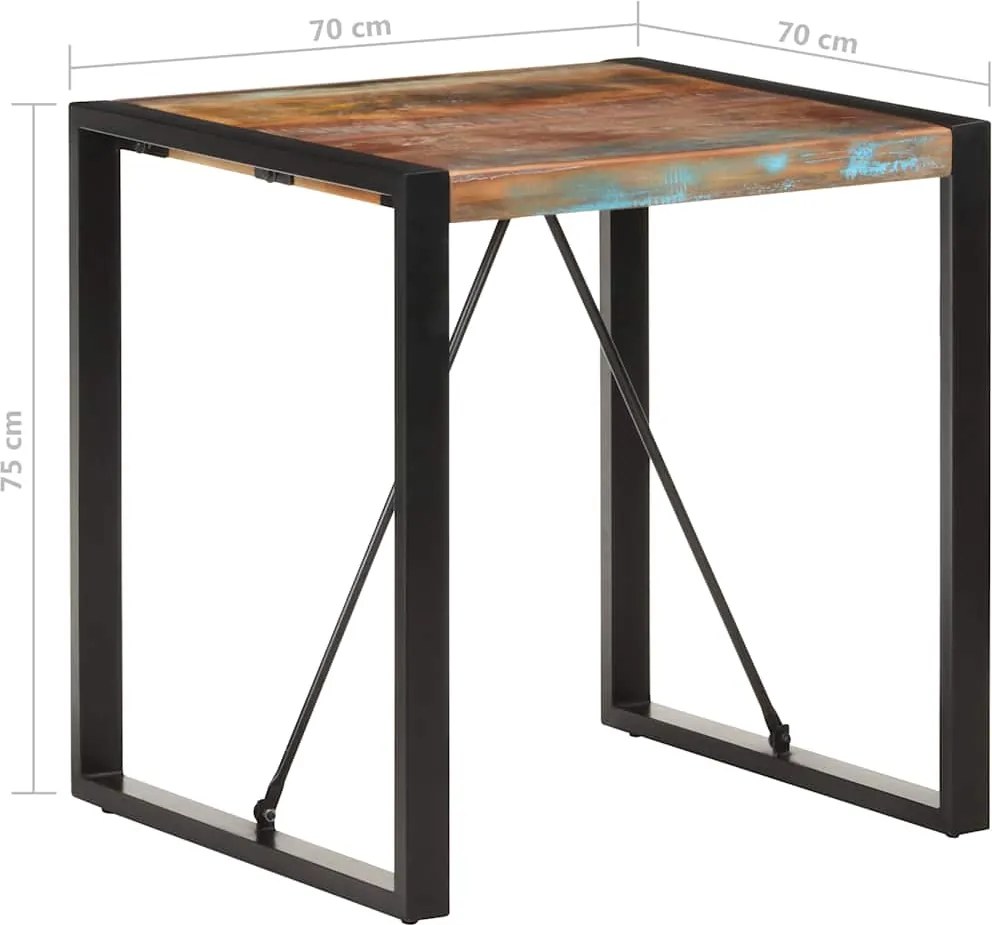 Jídelní stůl 70 x 70 x 75 cm masivní recyklované dřevo 321597