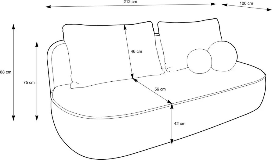 PCo Pohovka MOSBY, 212 cm Barva látky: Černá (Raven 15)
