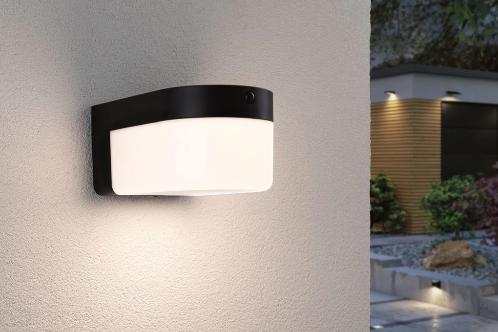 P 95747 Hybrid LED venkovní nástěnné svítidlo Calyne domovní 230V + solární IP44 hranaté 145x229mm 3000K 2,3W 230V černá - PAULMANN