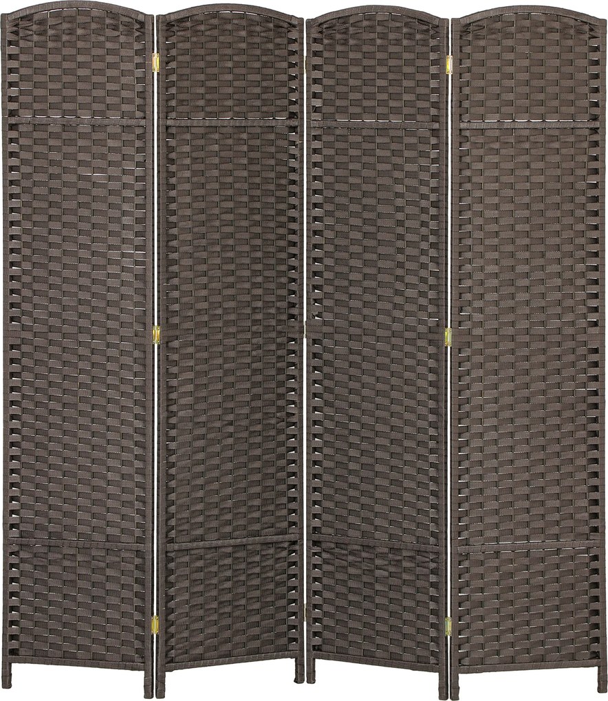 HOMCOM 4-panelový dělicí panel 160x170 cm Skládací oddělovač pro obývací pokoj, ložnici a kancelář Hnědý