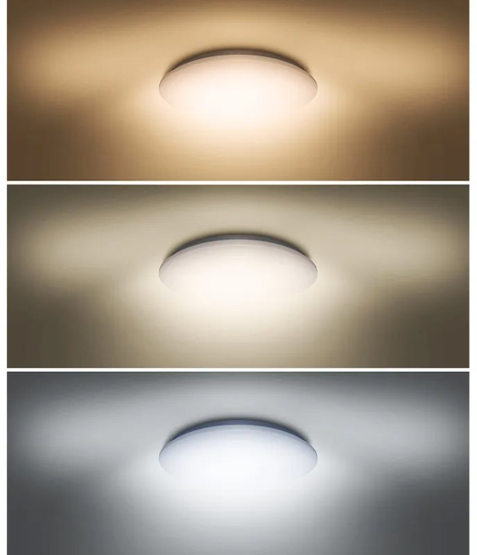 Solight LED stropní světlo Plain, 3CCT, 24W, 1920lm, 3000K, 4000K, 6000K, kulaté, 38cm