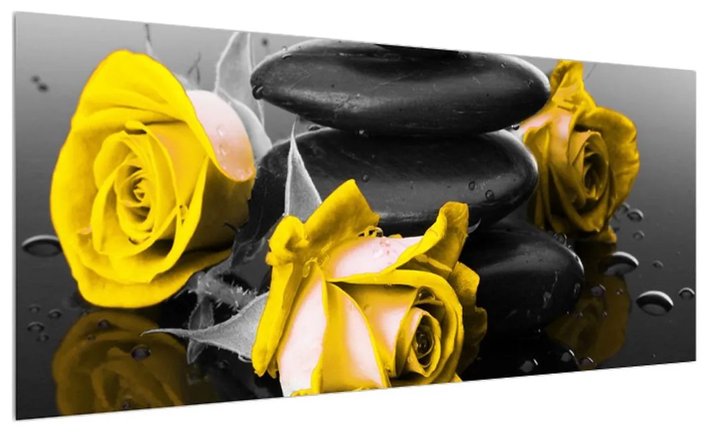 Obraz žlutých růží (100x40 cm)