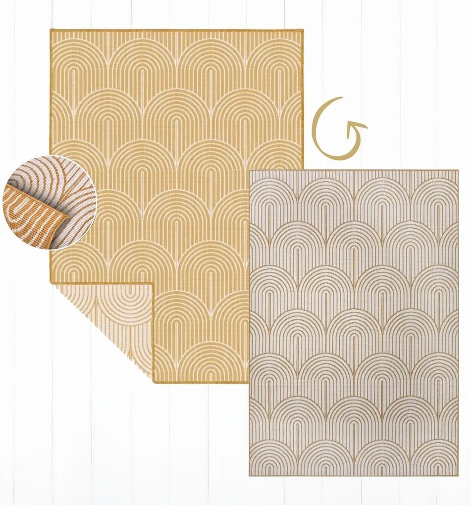 Hanse Home, Kusový koberec Pangli 105849 Ochre – na ven i na doma, 200x290, žlutá, chodba / předsíň