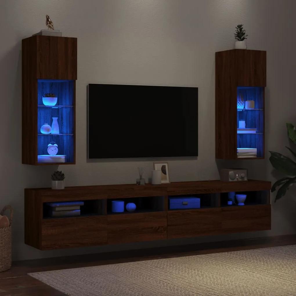 TV skříňky s LED osvětlením 2 ks hnědý dub 30,5 x 30 x 90 cm