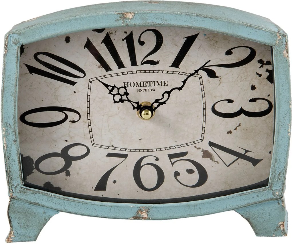 Vintage stolní hodiny se světle modrým rámem s patinou - 21*6*17 cm / 1xAA