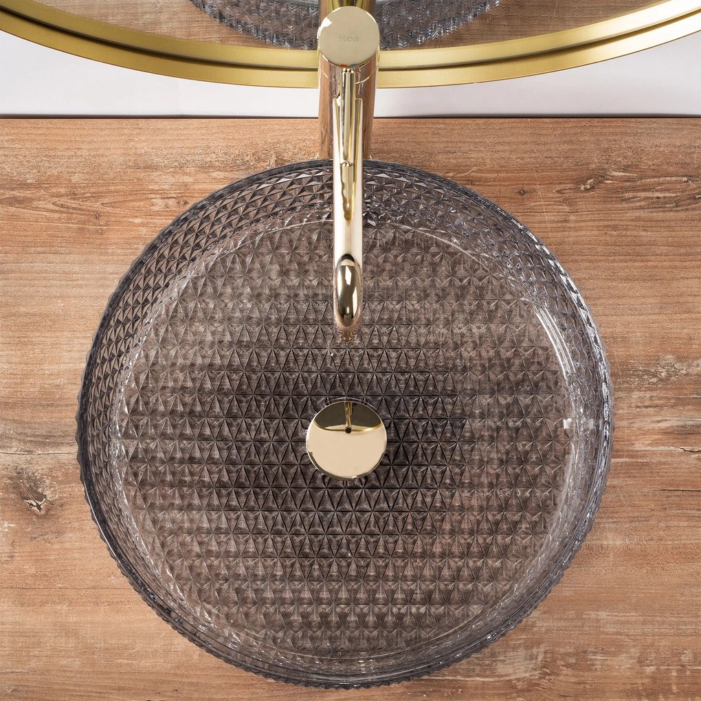Rea, Umyvadlo na desku Rea Cristal Grey 39 nikl brush ring, REA-U8880