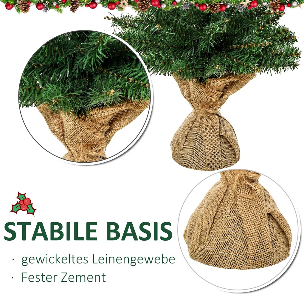 Aosom Mini vánoční stromek s umělým sněhem, vysoký 60 cm, s betonovým stojanem, vícebarevný