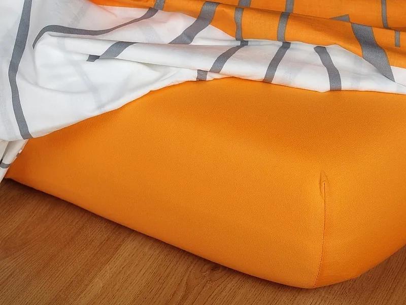 Jersey prostěradlo barva pomeranč 180/200