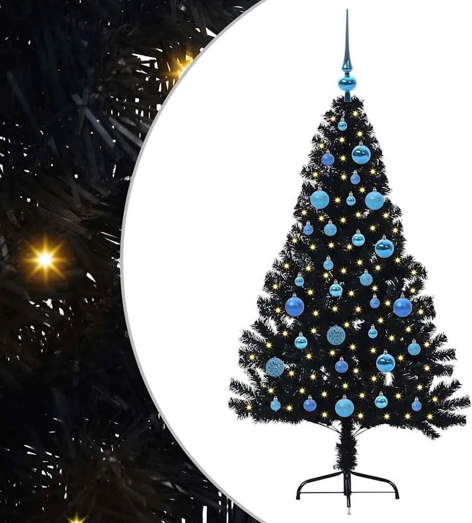 Umělý osvětlený vánoční stromeček Černá 150 cm PVC 3397135