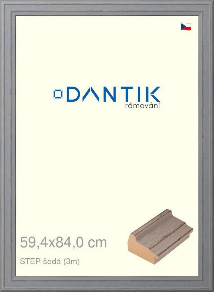 DANTIK rámeček 59,4x84 | STEP šedá (Plexi Čiré)