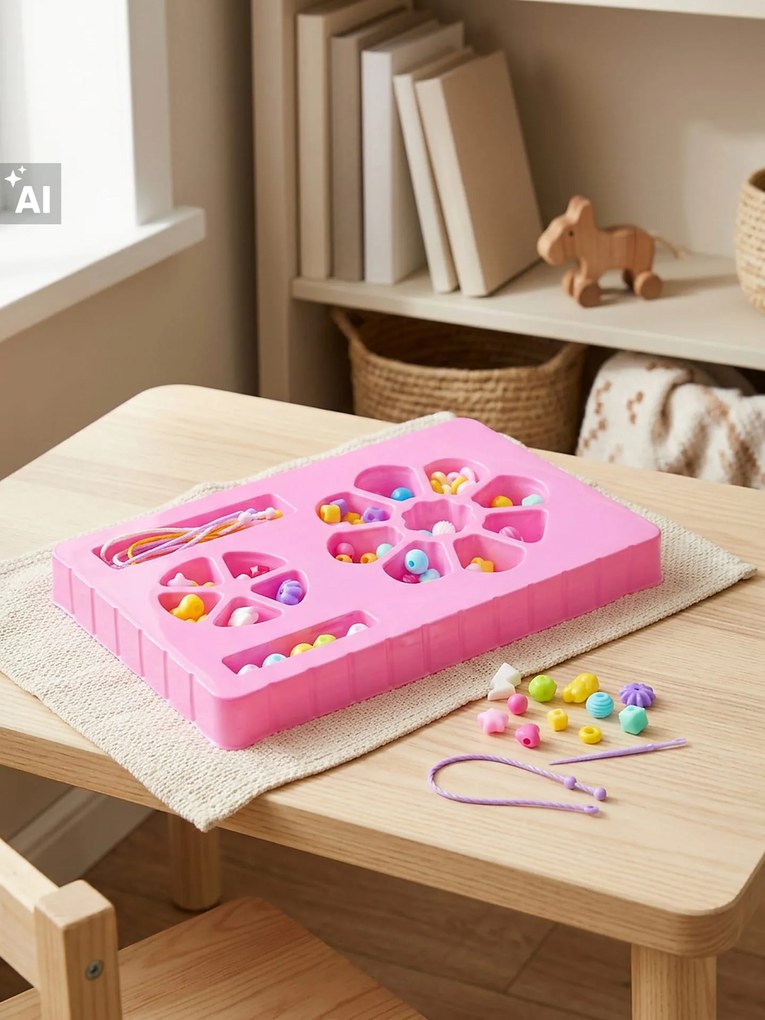 Sinsay - DIY sada na výrobu náramků s korálky - pastelová růžová
