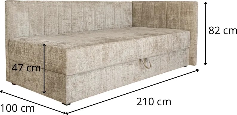 Jednolůžková postel s úložným prostorem Ricky 90x200 béžová