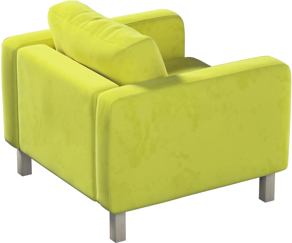 Potah na křeslo IKEA Karlstad, krátký barva zelená látka lesklé, sametová