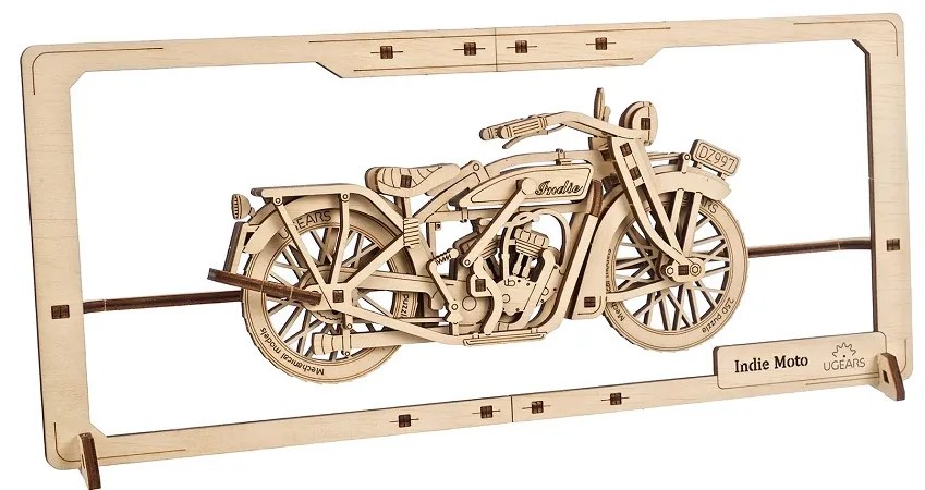 Ugears 2,5D dřevěné mechanické puzzle Indie Moto