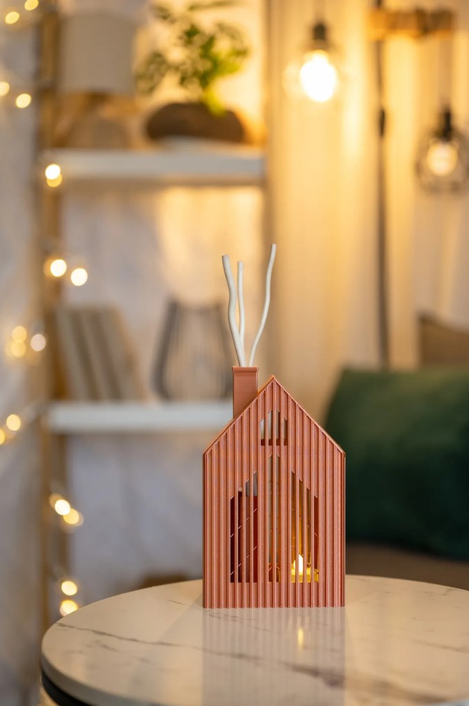 DOMEČEK CASETTA - Aroma difuzér a LED svíčka , měděná