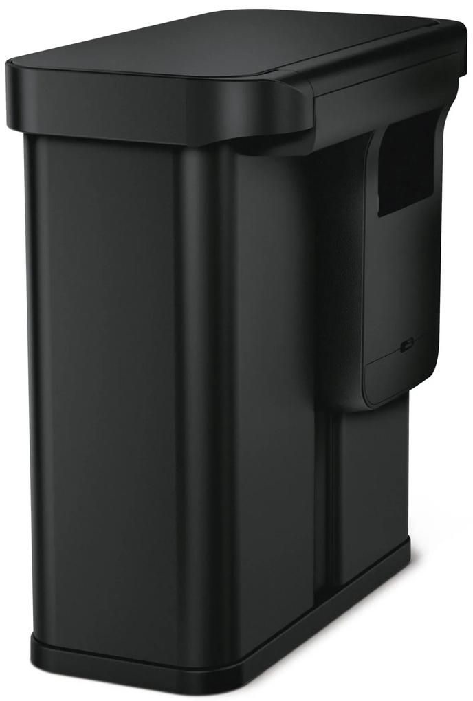 Simplehuman bezdotykový koš s hlasovým ovládáním,tříděný odpad,58L,matná černá ocel,ST2043