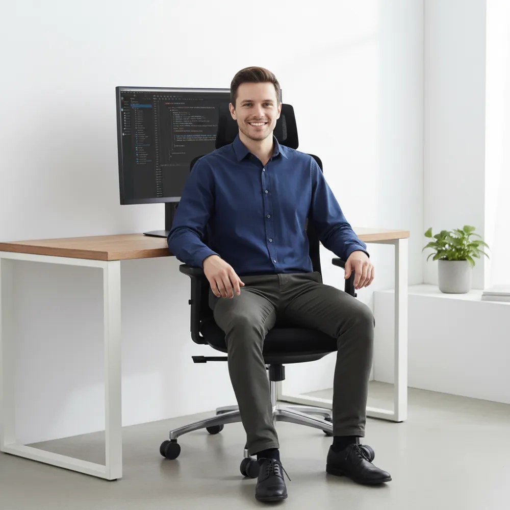 Kancelářská ergonomická židle Neoseat TASCO — síť / látka, černá, nosnost 150 kg