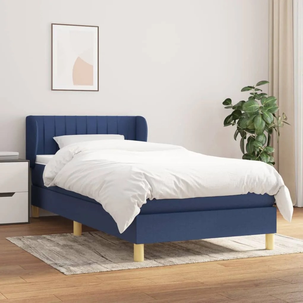 Box spring postel s matrací modrá 100 x 200 cm textil 3126947