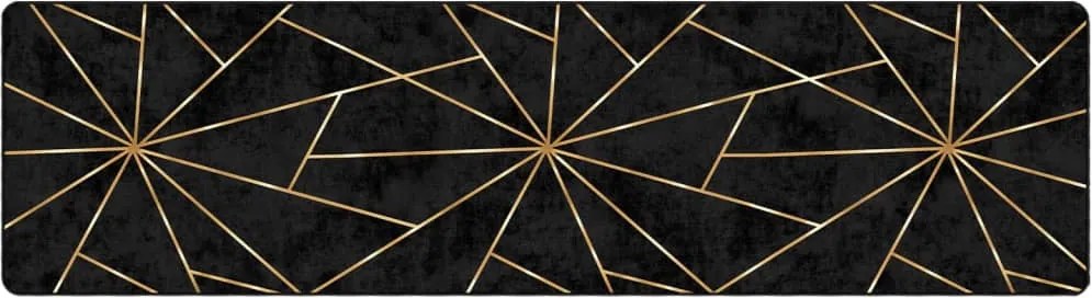 Koberec pratelný černý a zlatý 80 x 300 cm 136616