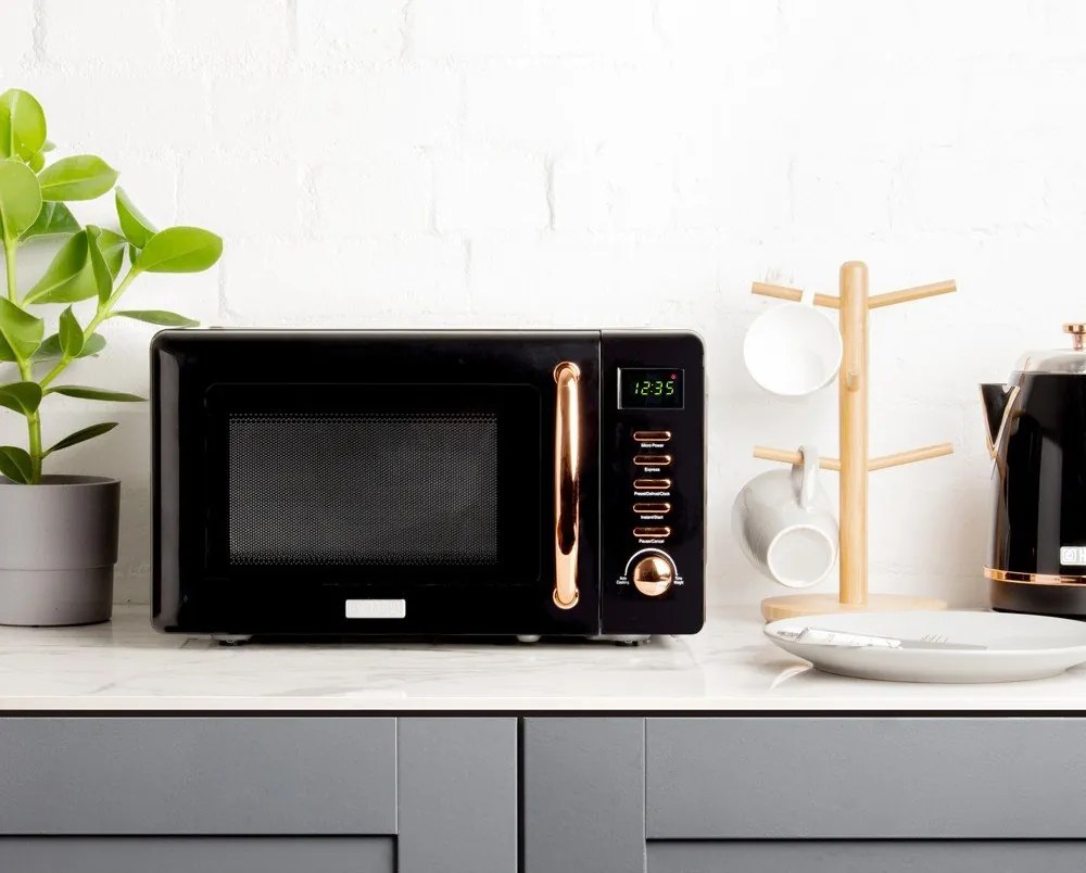 Černá mikrovlnná trouba Black & Copper – Haden