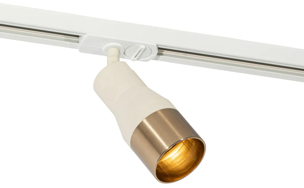 Moderní bodové svítidlo béžové se zlatou pro 1-fázový kolejnicový systém GU10 50mm - Iconic Kohua