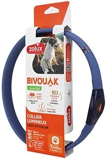 Zolux S.A.S. Obojek LED velký BIVOUAK 30-60cm USB modrá Zolux