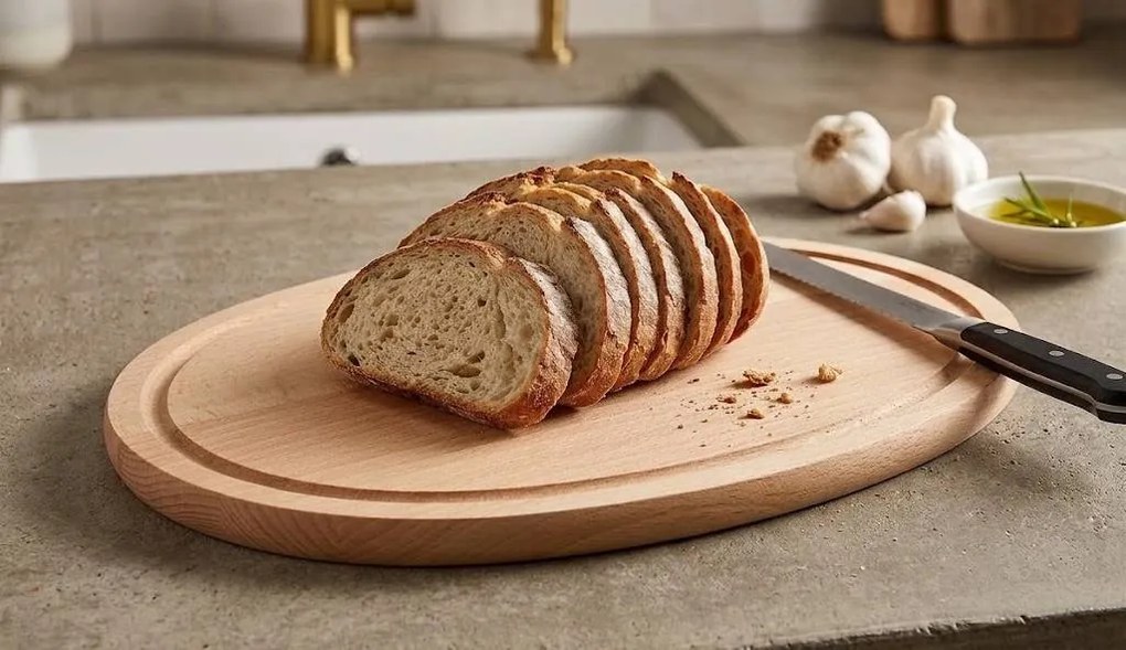 AMADEA Dřevěné servírovací prkénko - podnos ovál, masivní dřevo, 30 cm