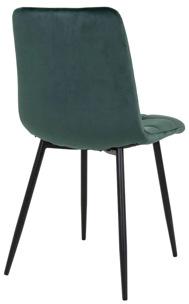 House Nordic Jídelní židle ze sametu, tmavě zelená s černými nohami, HN100.