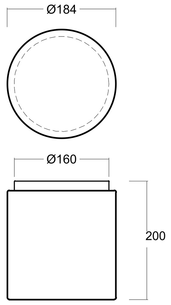 Osmont Alkor 3, válcové stropní svítidlo z triplexového skla LED 8W 3000K, IP44, průměr 18,4 cm
