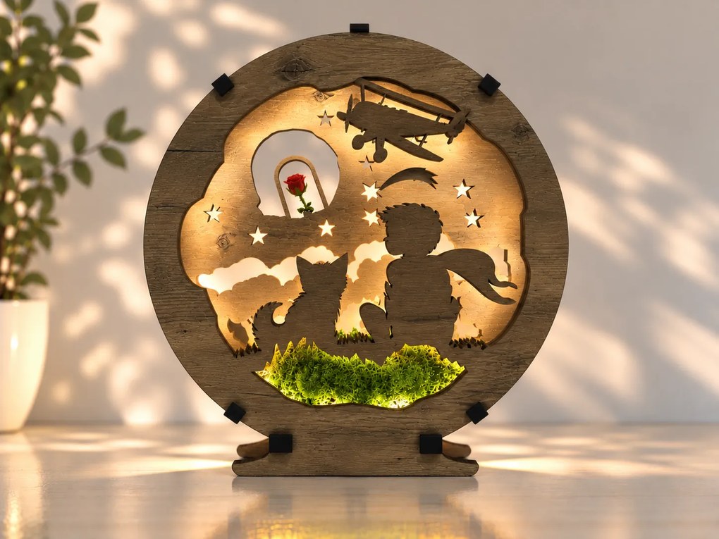 Li-Go "Malý princ s růží" lampa 20x22cm provedení povrchu: bříza