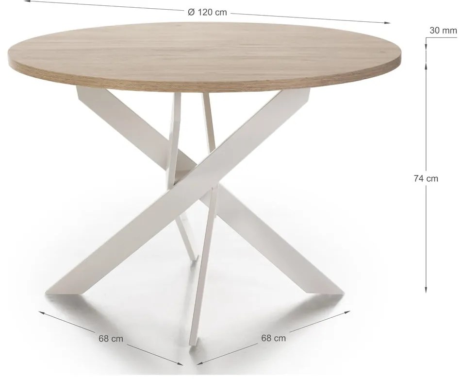 Kulatý jídelní stůl s deskou v dubovém dekoru ø 120 cm Ther – Marckeric