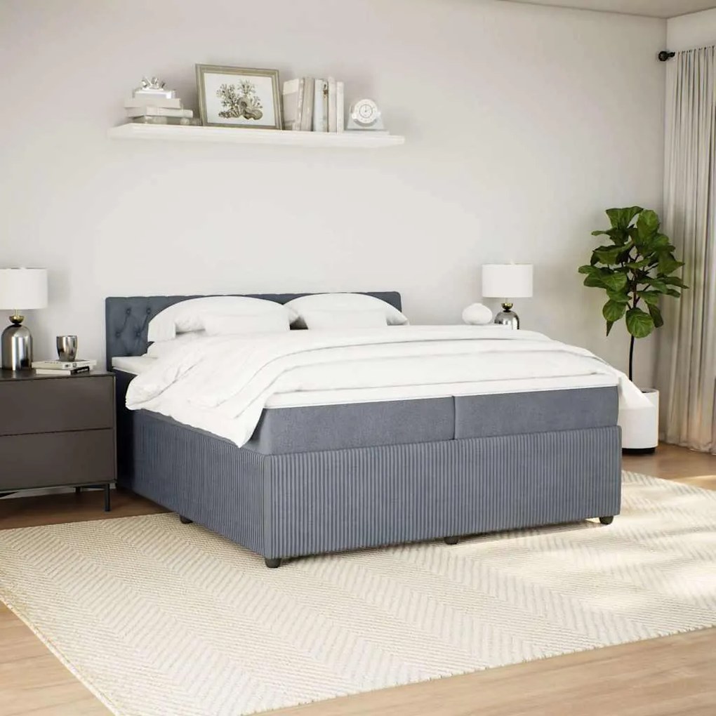 Box spring postel s matrací tmavě šedá 200x200 cm samet 3290137