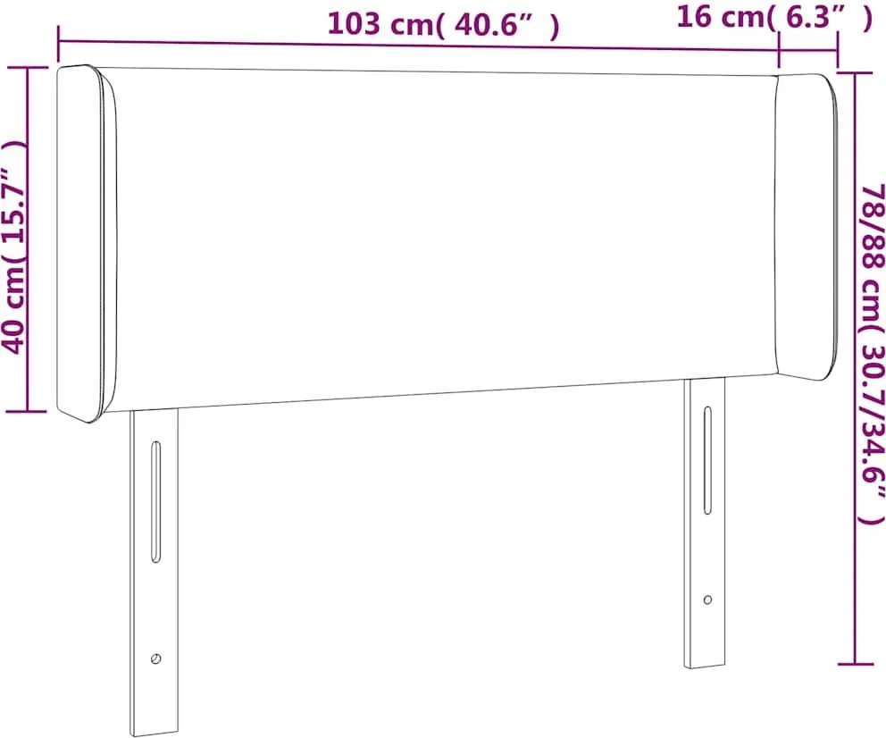 Čelo postele s LED tmavě modré 103 x 16 x 78/88 cm samet 3123002