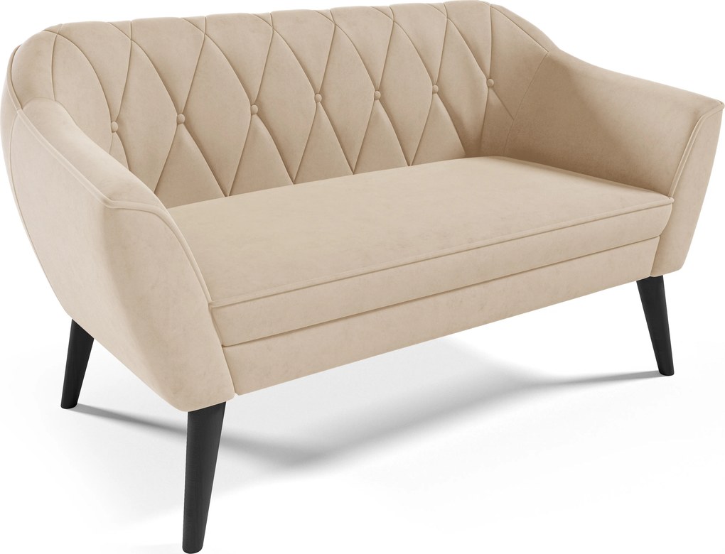 Eka Pohovka KARO, 140 cm Látka Velutto: Černá (Velutto 20), Výběr nohou: Bílé