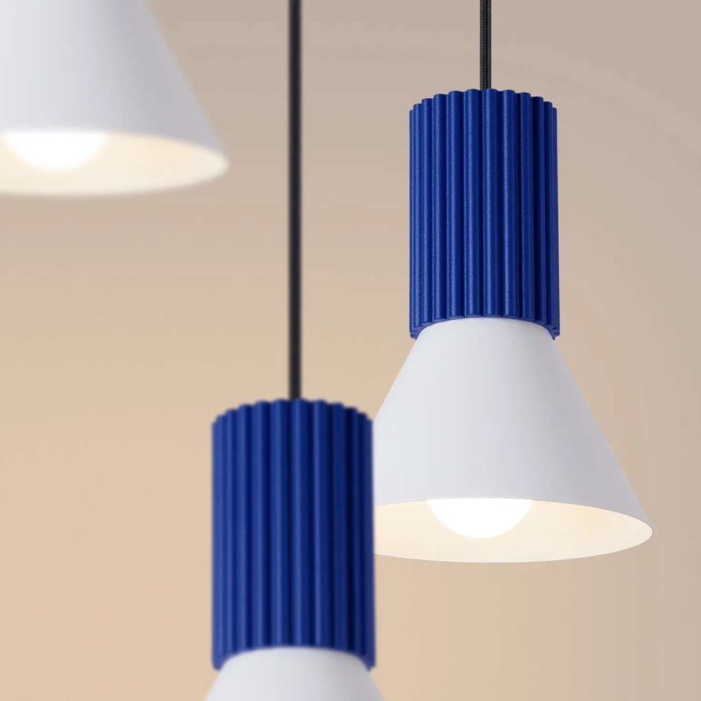 Sollux Lighting Závěsná lampa ESTRIA 3P bílá/ultramarínová