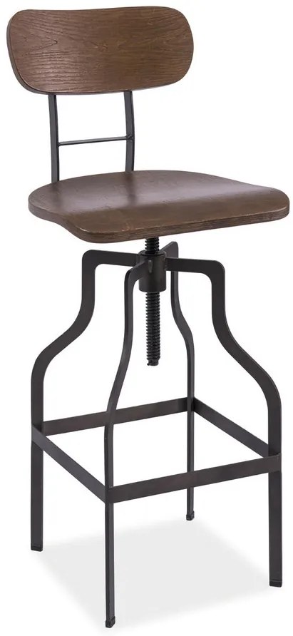 Barová židle DROP tmavý ořech a kov grafit